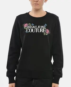 Versace Crewneck Sweatshirt With Rhinestone-embellished Print