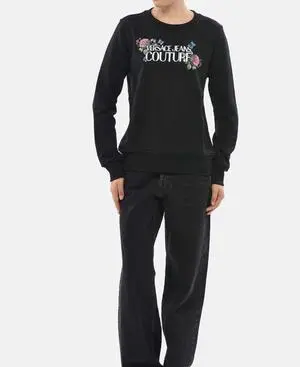 Versace Crewneck Sweatshirt With Rhinestone-embellished Print