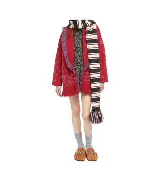 Alanui Bandana Jacquard Fringed Cardigan