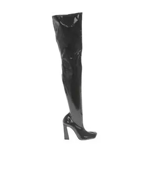 Amina Muaddi Square-toe Over-the-knee Boots - Gray