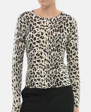 ALLUDE Animalier Pattern Cardigan