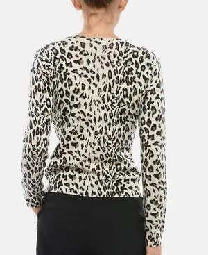 ALLUDE Animalier Pattern Cardigan
