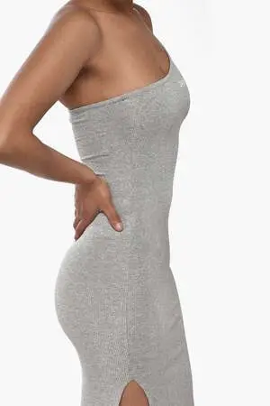 Off-White Ribbed-knit Lurex Midi Dress