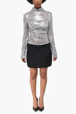 Off-White Wool-blend Jacquard Mini Skirt With Side Zip