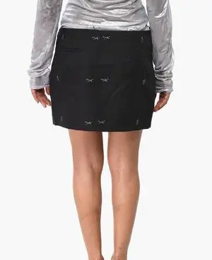 Off-White Wool-blend Jacquard Mini Skirt With Side Zip