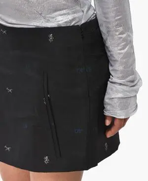 Off-White Wool-blend Jacquard Mini Skirt With Side Zip