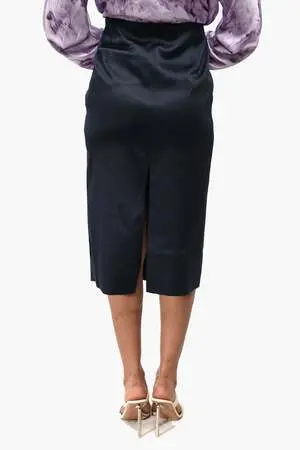 Off-White Satin A-line Midi Skirt