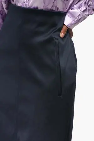 Off-White Satin A-line Midi Skirt