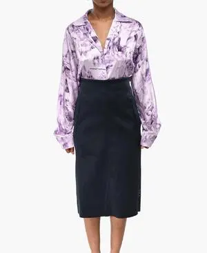Off-White Satin A-line Midi Skirt