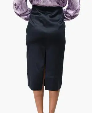 Off-White Satin A-line Midi Skirt