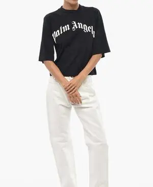 Palm Angels Oversized Contrast Logo Print T-shirt