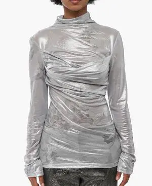 Off-White Twist-effect Shiny Top