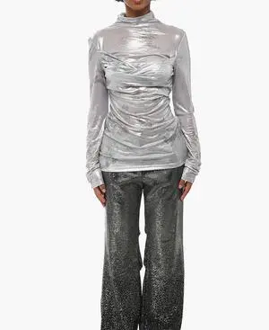 Off-White Twist-effect Shiny Top