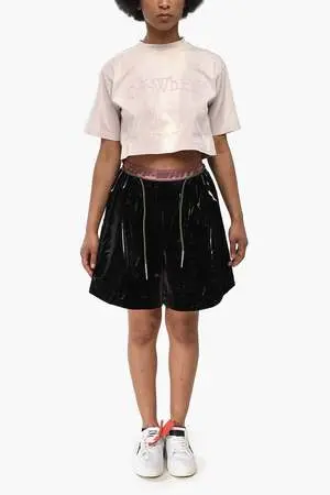 Off-White Nylon Shorts Velvet With Logo Elastic Waistband