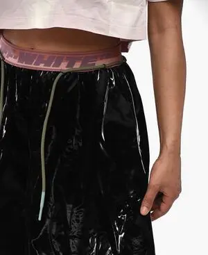 Off-White Nylon Shorts Velvet With Logo Elastic Waistband