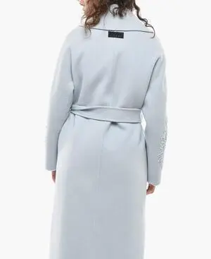 Ermanno Scervino Maxi Coat With Raised Botanical Embroidery