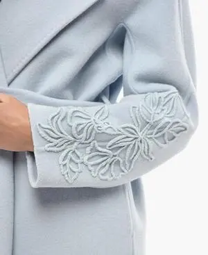 Ermanno Scervino Maxi Coat With Raised Botanical Embroidery