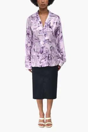Off-White Floral-print Satin Shirt