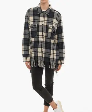 Woolrich Fringed Checked Overshirt