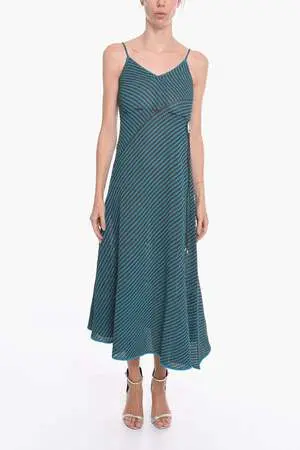 Bottega Veneta Striped Maxi Dress With Drawstring Waist