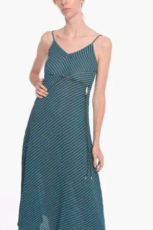 Bottega Veneta Striped Maxi Dress With Drawstring Waist