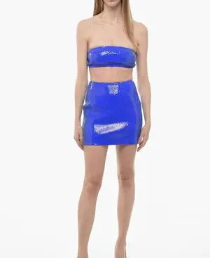 David Koma Sequinned Strapless Bandeau Top