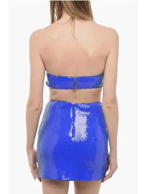 David Koma Sequinned Strapless Bandeau Top