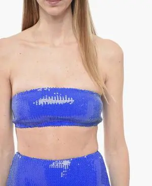 David Koma Sequinned Strapless Bandeau Top
