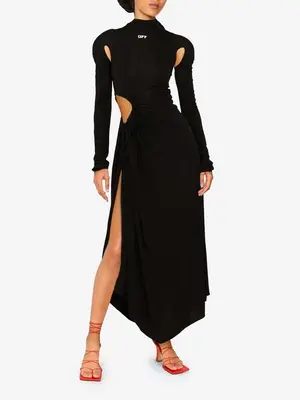 Off-White Flared Dress With Cut-outs - Black