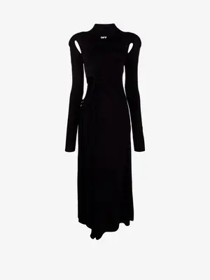 Off-White Flared Dress With Cut-outs