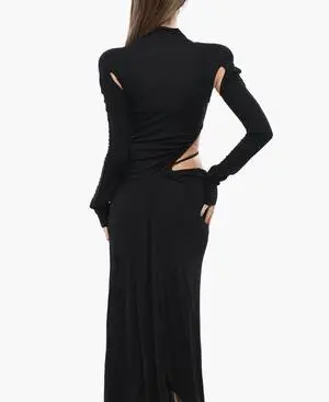 Off-White Flared Dress With Cut-outs