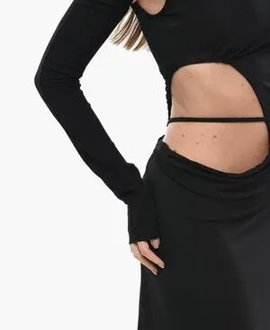 Off-White Flared Dress With Cut-outs