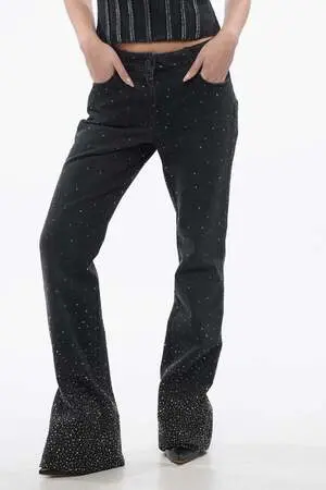 Off-White Embellished Slim-fit Flared Jeans - Black