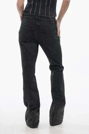 Off-White Embellished Slim-fit Flared Jeans