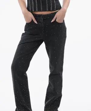 Off-White Embellished Slim-fit Flared Jeans