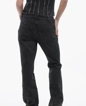 Off-White Embellished Slim-fit Flared Jeans