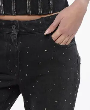Off-White Embellished Slim-fit Flared Jeans