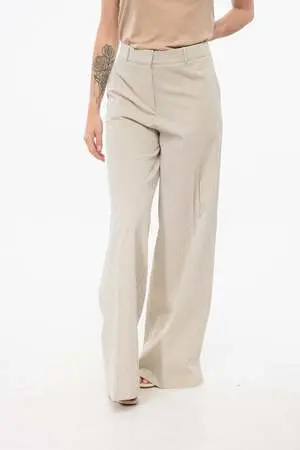 QL2 QUELLEDUE Striped Wide-leg Trousers - Beige