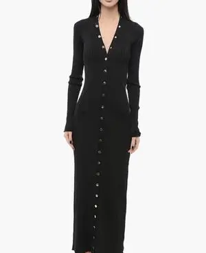 Attico Ribbed-knit Cardigan Dress