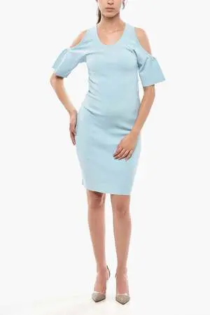 Stella McCartney Fitted Cold-shoulder Dress - Blue