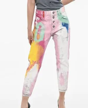 Dsquared2 Paint Splatter Detail Cropped Trousers