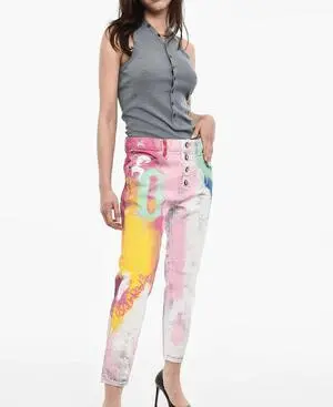 Dsquared2 Paint Splatter Detail Cropped Trousers