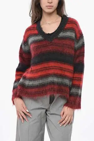 Dior Unbalanced Striped Sweater - Red
