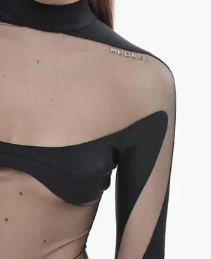 MUGLER Mesh Panelled Bodysuit