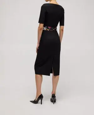 Gucci Boat Neck Dress With Detachable Flora Print Scarf