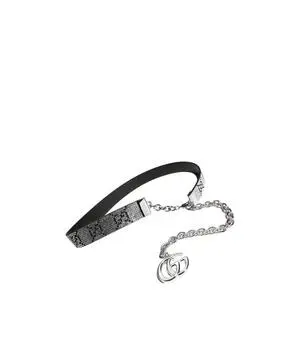 Gucci Thin Chain Belt With Double G Charm - Grey