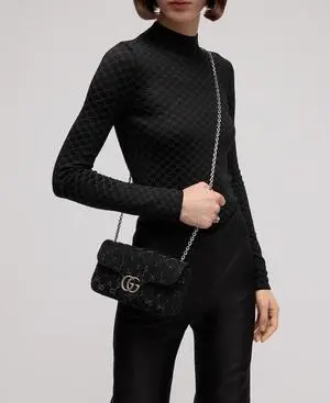 Gucci Jetset Gg Marmont Crystal Small Shoulder Bag