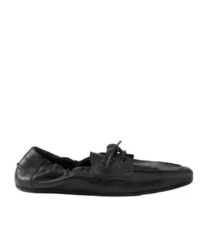 Prada Logo-printed Lace-up Boat Shoes - Black