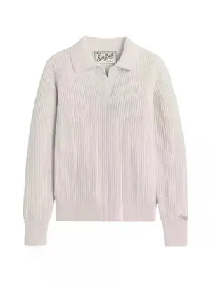 MC2 SAINT BARTH Yaoni Wool Polo Collar Knit Sweater - Neutrals