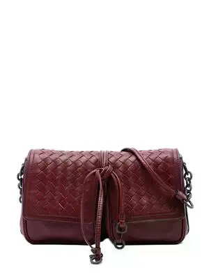 Bottega Veneta 2012-2026 Nappa Intrecciato Double Pocket Flap Crossbody Bag - Red